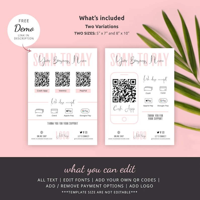 Scan to Pay QR Code Template Editable Scan Here to Pay Poster - Etsy