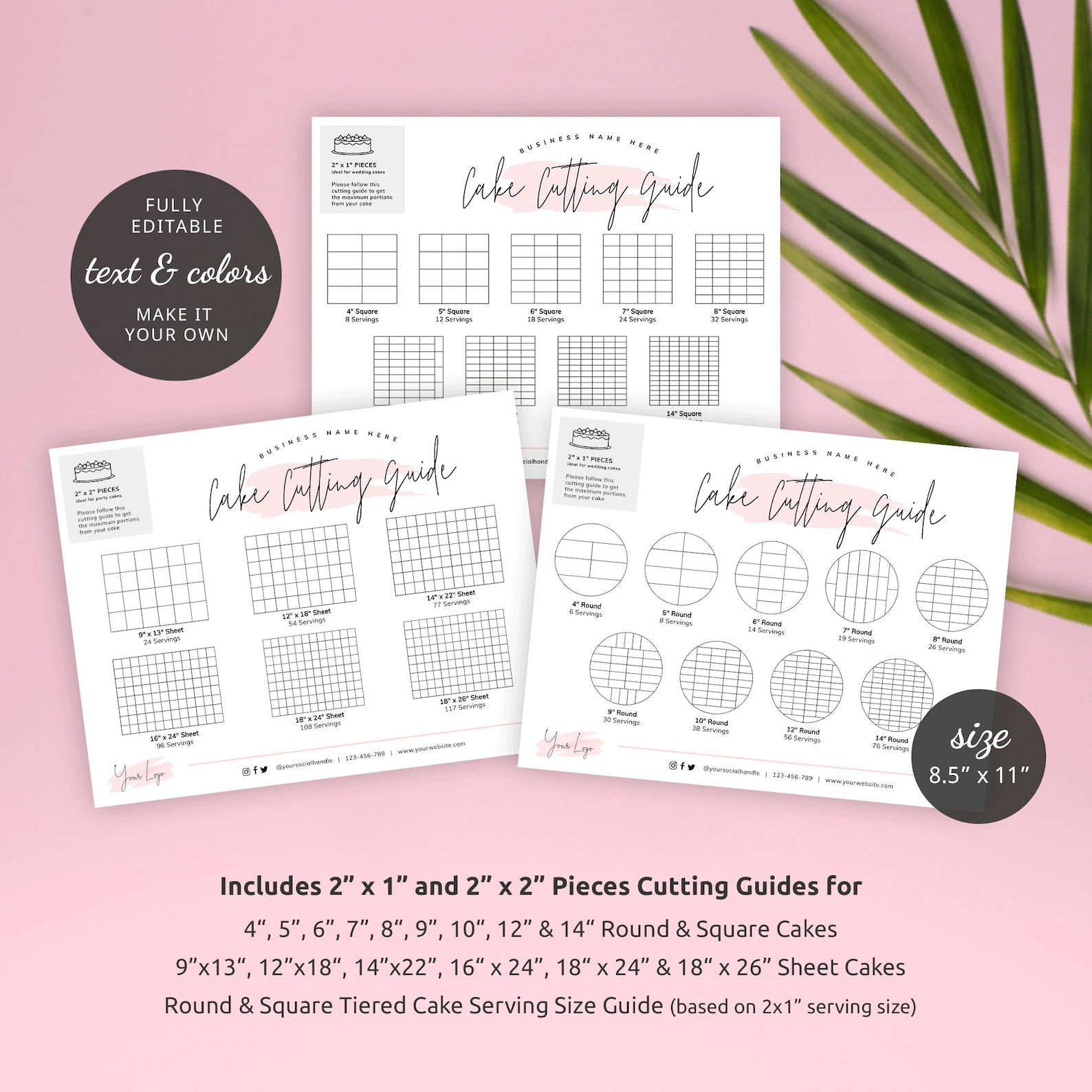 Cake Cutting Guides Template, Printable Round Square Sheet Wedding Cake ...