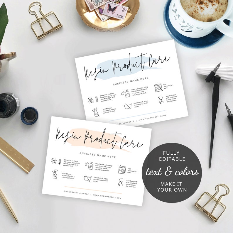 Resin Product Care Card Editable Resin Coasters Care - Etsy