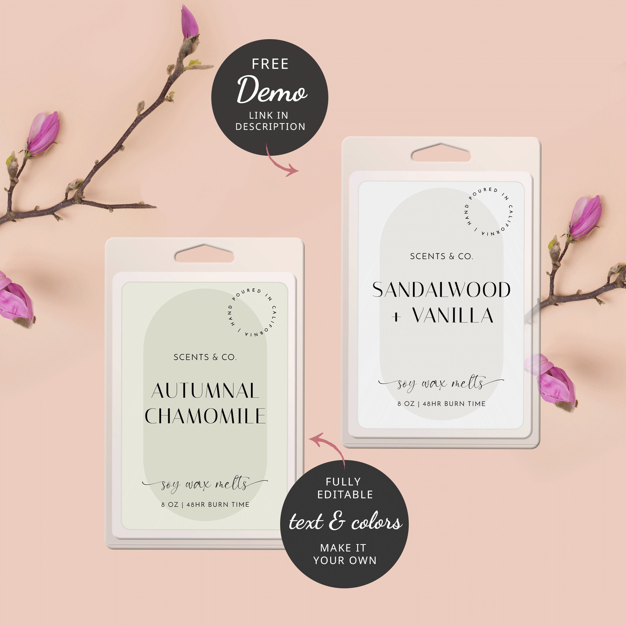 Minimal Wax Tarts Clamshell Label Template 2x3 - Etsy