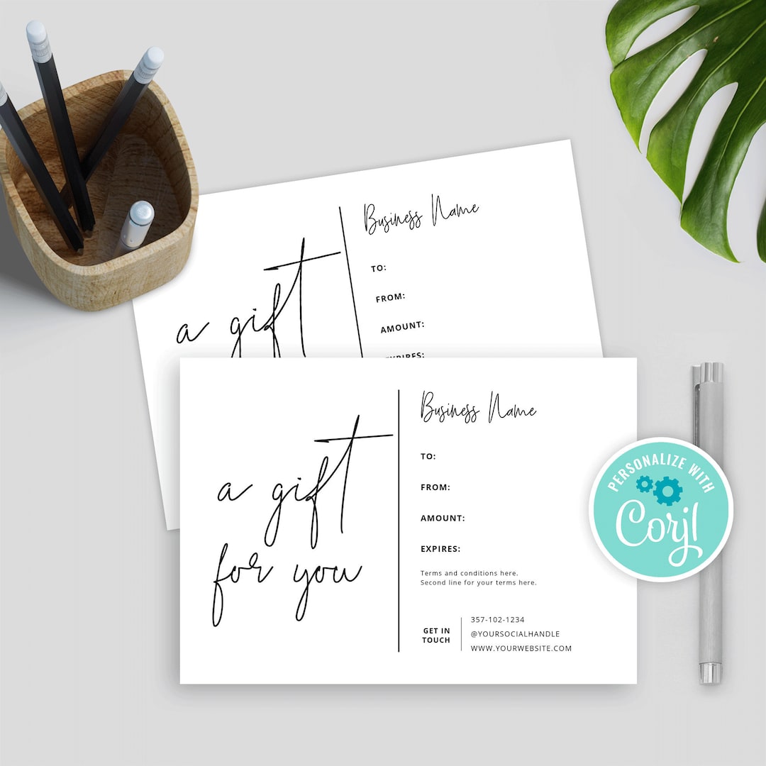 Printable Gift Certificate Template, Minimalist Gift Card Design, Gift ...