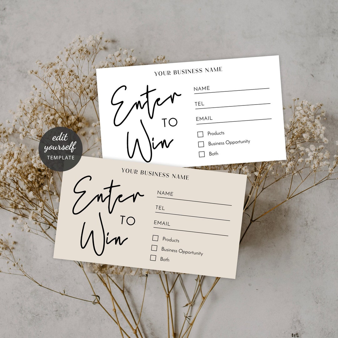 Boho Enter to Win Template, Editable Business Raffle Tickets, Cream ...