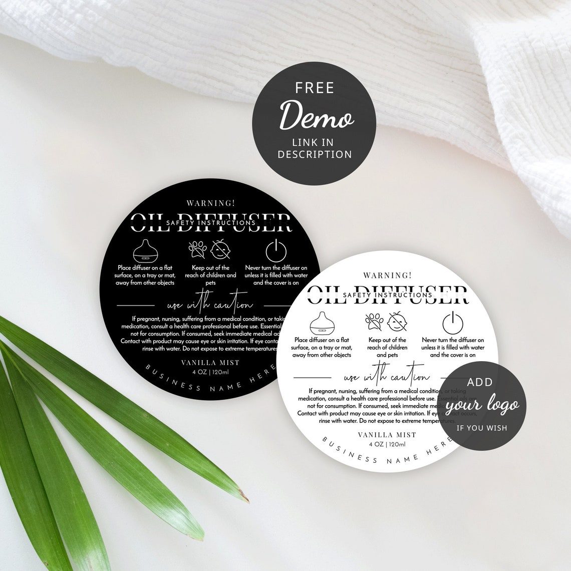 Essential Oil Diffuser Warning Label Template, Ultrasonic Diffuser ...