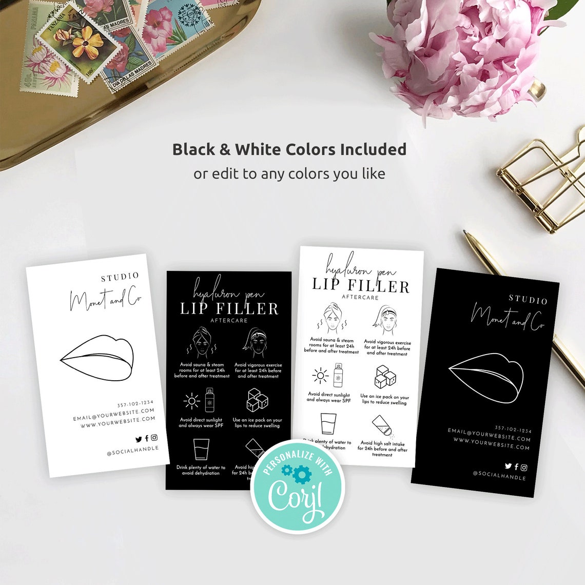 Lip Filler Aftercare Template Editable Hyaluron Pen Lip - Etsy