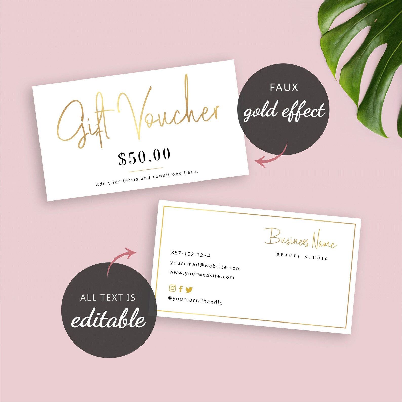 Faux Gold Gift Voucher Template Christmas Gift Card Template | Etsy