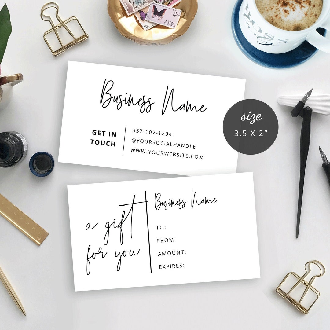 MINI Gift Certificate Template, Editable Gift Card Template, Printable ...