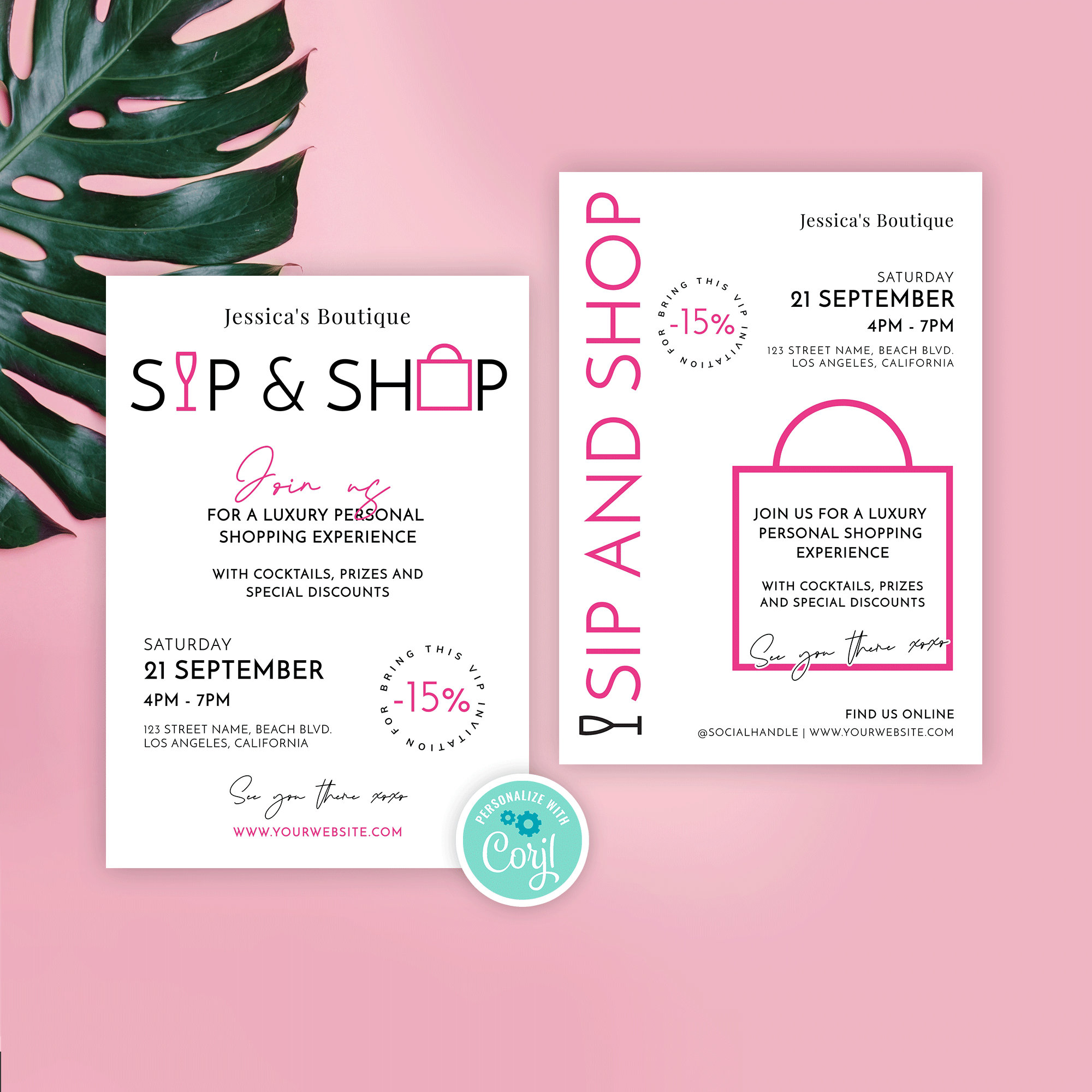 Sip and Shop Invite Template Editable Boutique Launch Event - Etsy