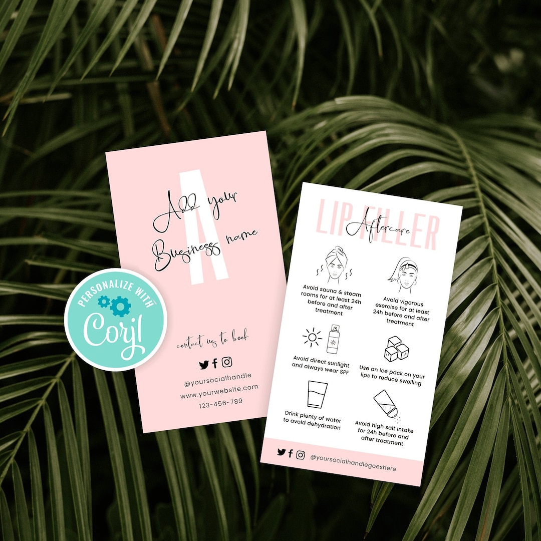 Editable Lip Filler Aftercare Template, DIY Hyaluron Pen Lip Filler ...