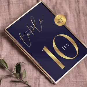 Navy & Gold Table Numbers Template, Editable Business Event Table Sign ...