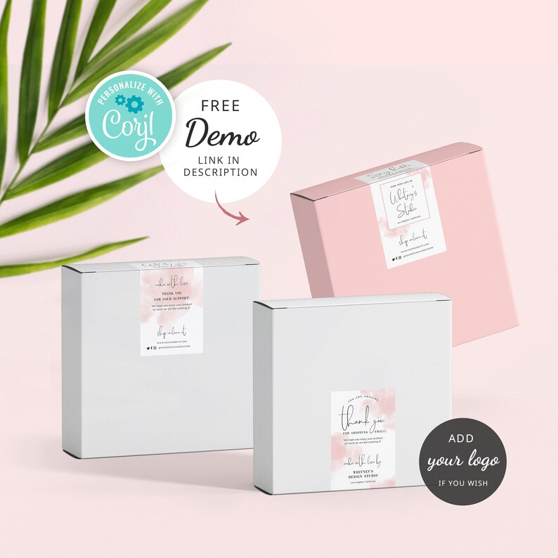 Box Seal Label Template Pink Watercolor Parcel Seal Stickers - Etsy
