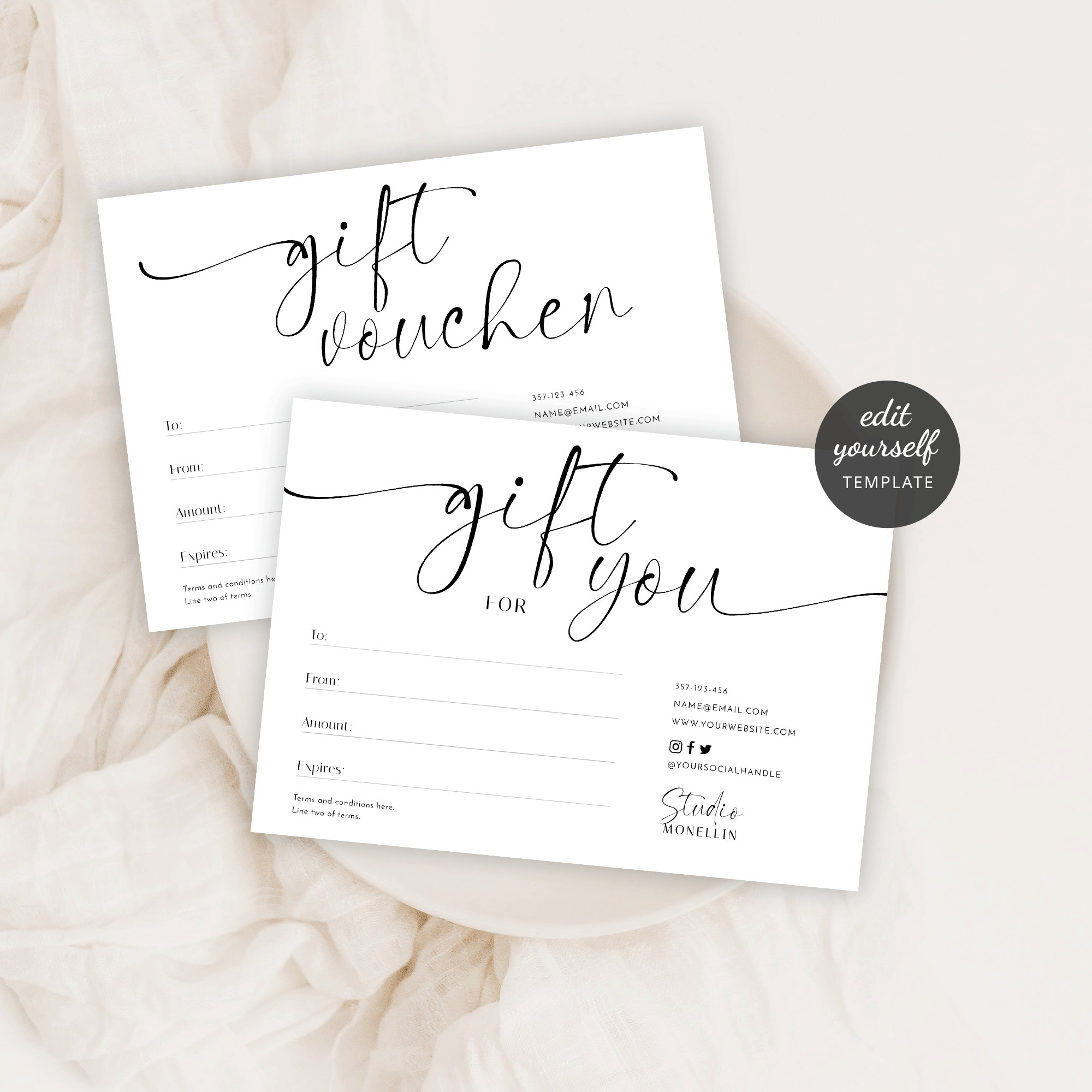 Modern Gift Certificate Template Editable Gift Card Script - Etsy