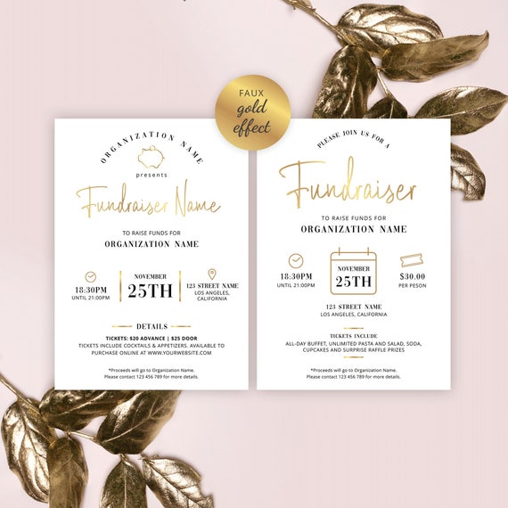 Fundraising Dinner Invitation Wording Gold Framed Gala Corporate Event