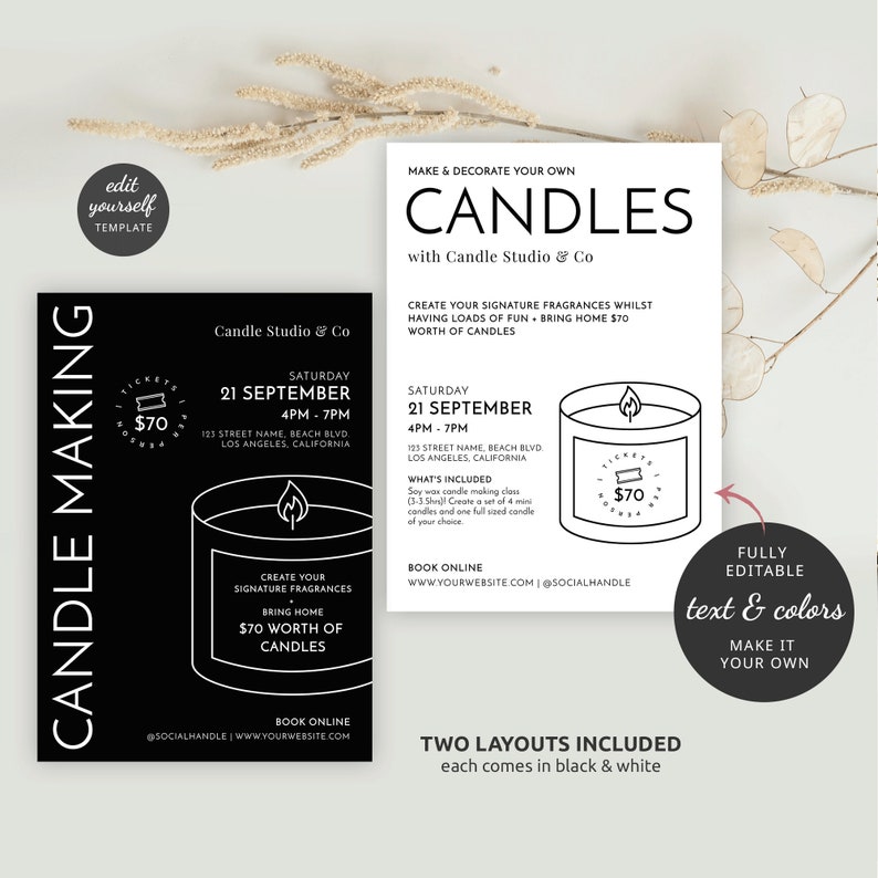 Candle Making Flyer Template Candle Class Promo Flyer - Etsy