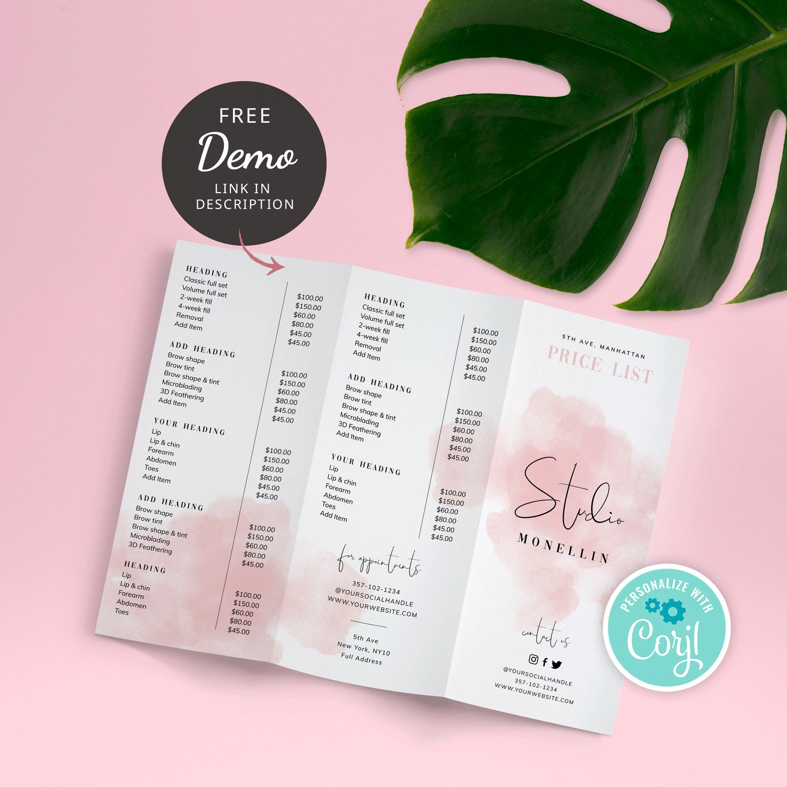 Tri-fold Price List Template DIY Business Price List Beauty - Etsy