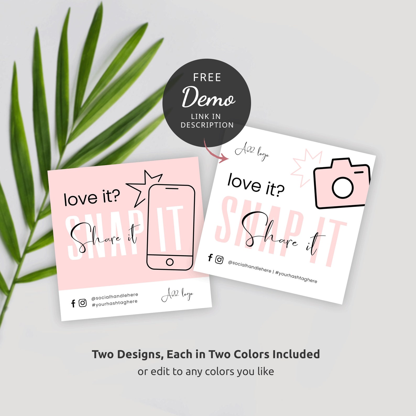 Snap and Share Card Template, Editable and Printable Snap It Stickers ...