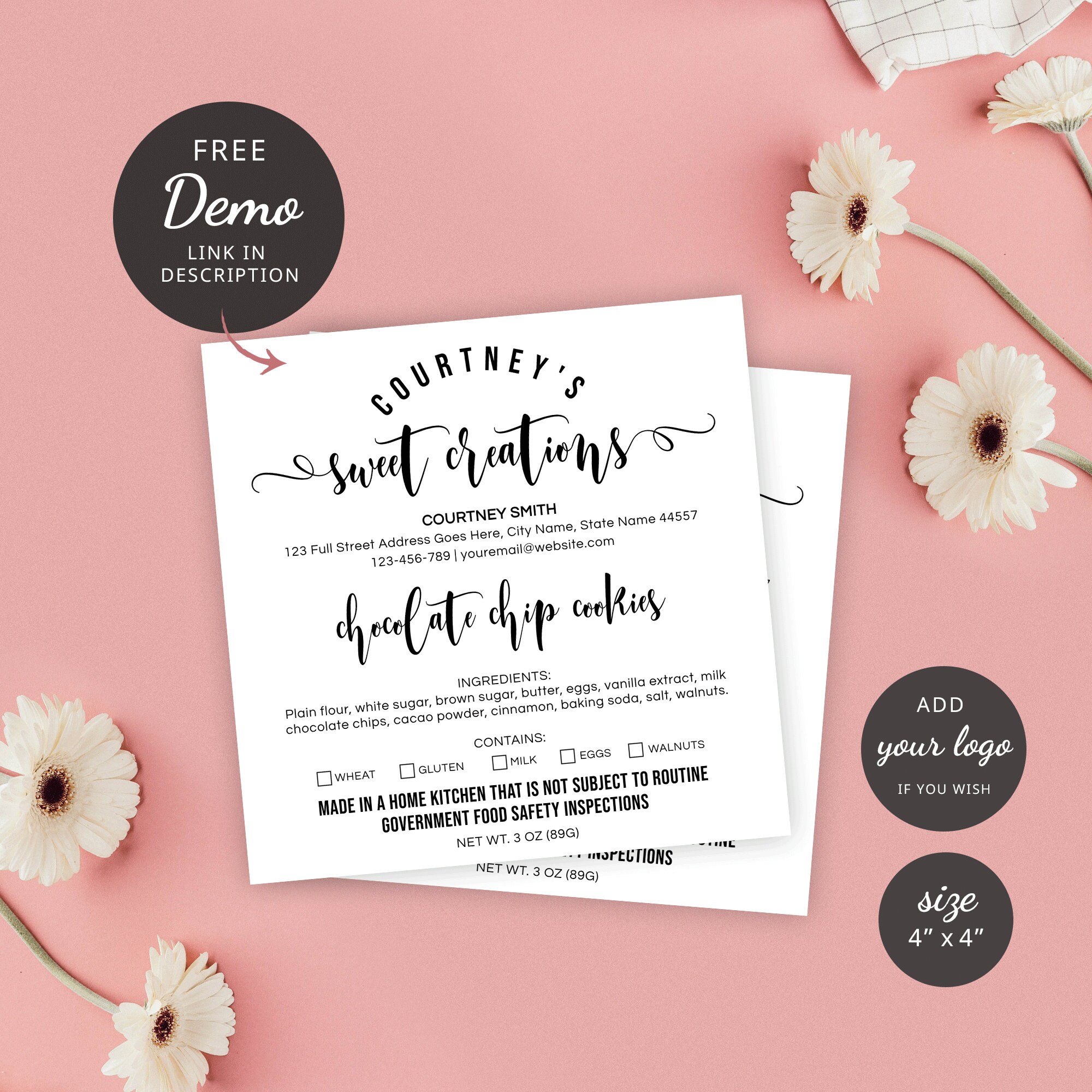 Made in A Home Kitchen Label Template Elegant Cottage Law - Etsy