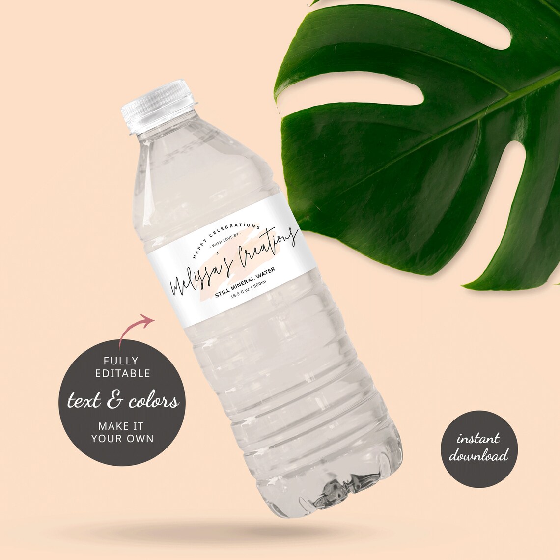 Editable Water Bottle Label Template Custom Still Water - Etsy