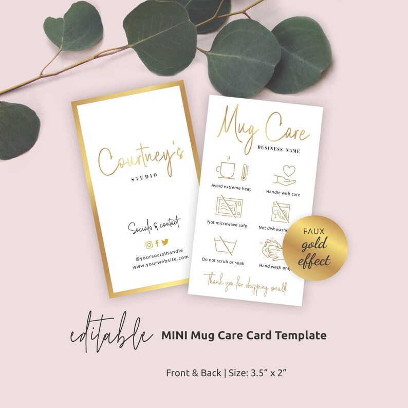 Faux Gold Mug Care Guide Template Custom Coffee Cup Care - Etsy