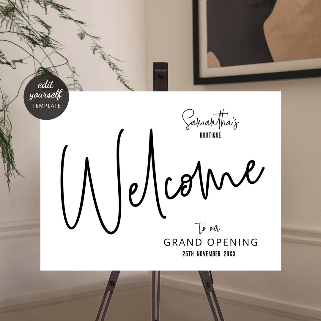Business Grand Opening Sign Template, Modern Launch Party Welcome Board ...