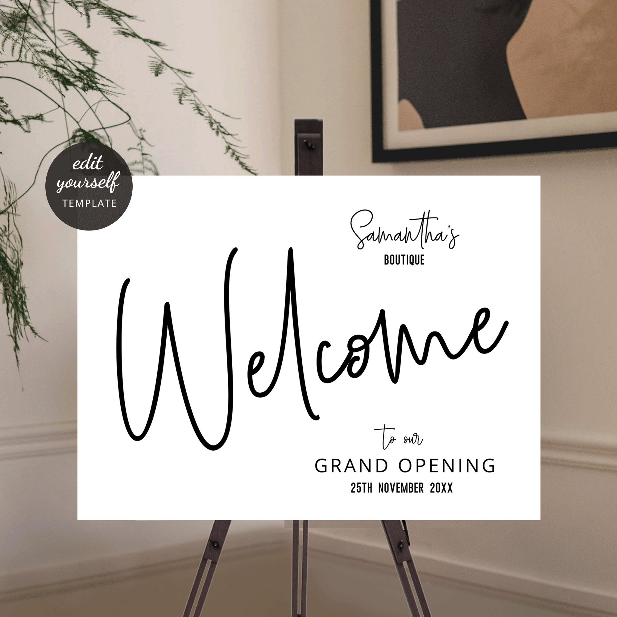 Business Grand Opening Sign Template, Modern Launch Party Welcome Board ...