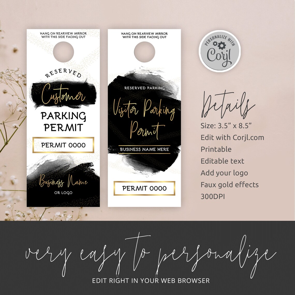 Visitor Parking Hang Tag Template Reserved Parking Car Sign - Etsy