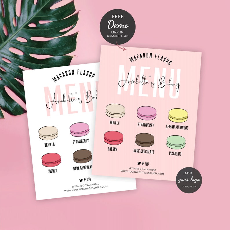 Editable Macarons Menu Template Feminine Macarons Flavor - Etsy