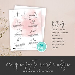 Solid Lotion Bar Application Guide Template, Customizable Body Butter ...