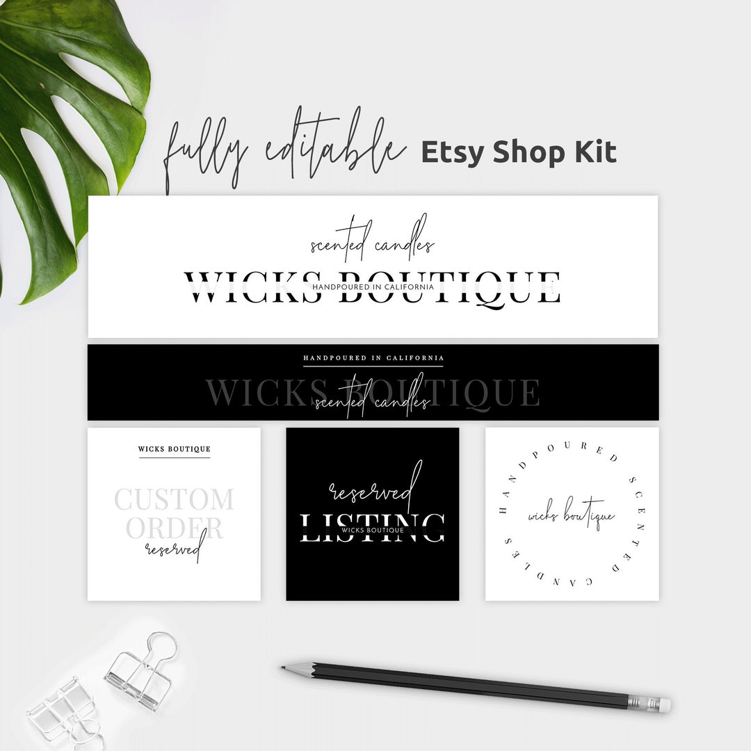 Minimalist Etsy Branding Kit, Editable Etsy Shop Banner Template, DIY ...
