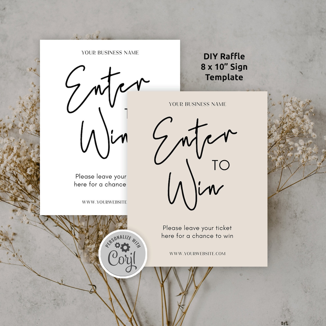 Boho Raffle Sign Template, Enter to Win 8x10" Poster Customizable ...