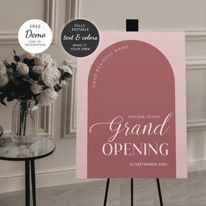 Boho Grand Opening Sign Template, Elegant Pink Terracotta Arch, Launch ...