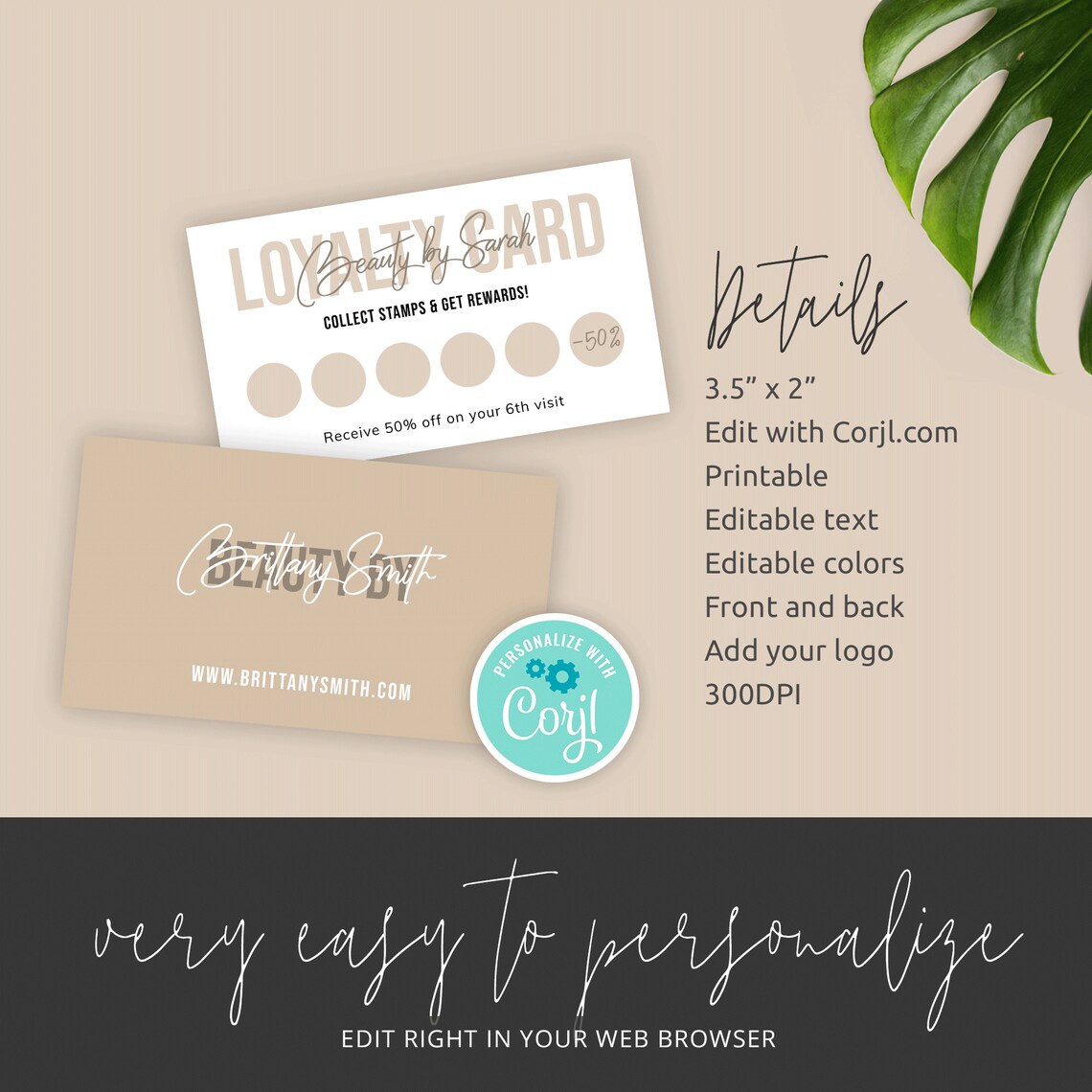 Minimal Loyalty Card Template Custom Customer Reward Cards | Etsy