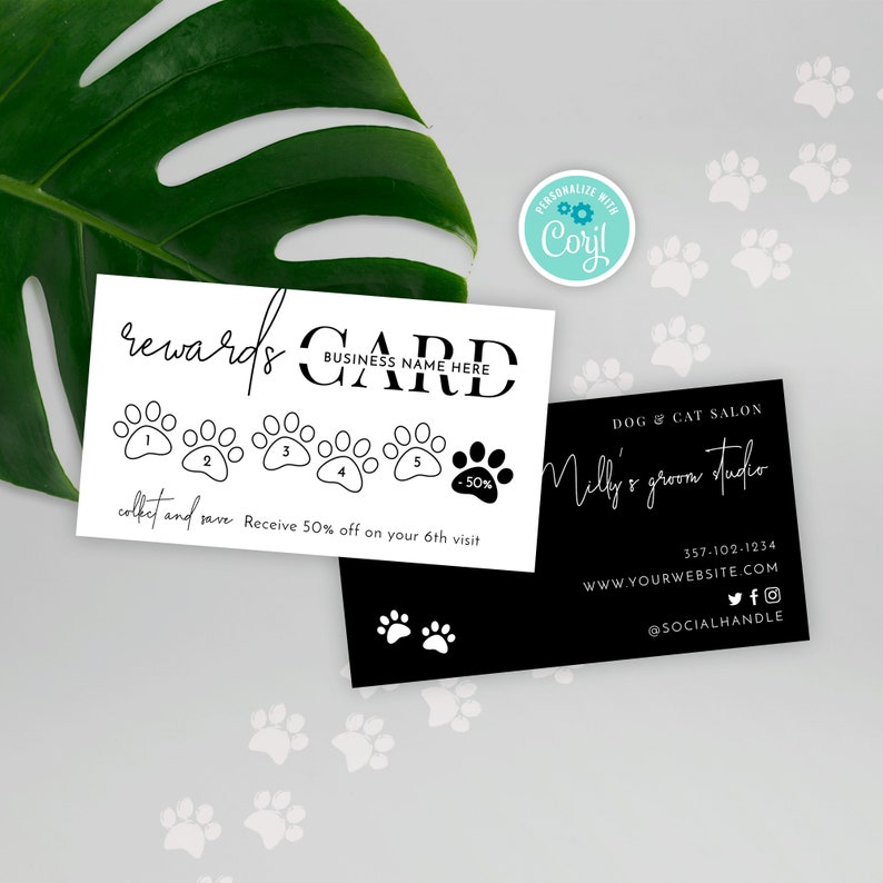Dog Groomer Loyalty Card Template Editable Pet Salon Rewards - Etsy