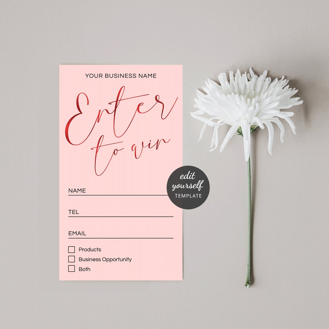 Feminine Prize Draw Ticket Template Editable Raffle Coupon - Etsy