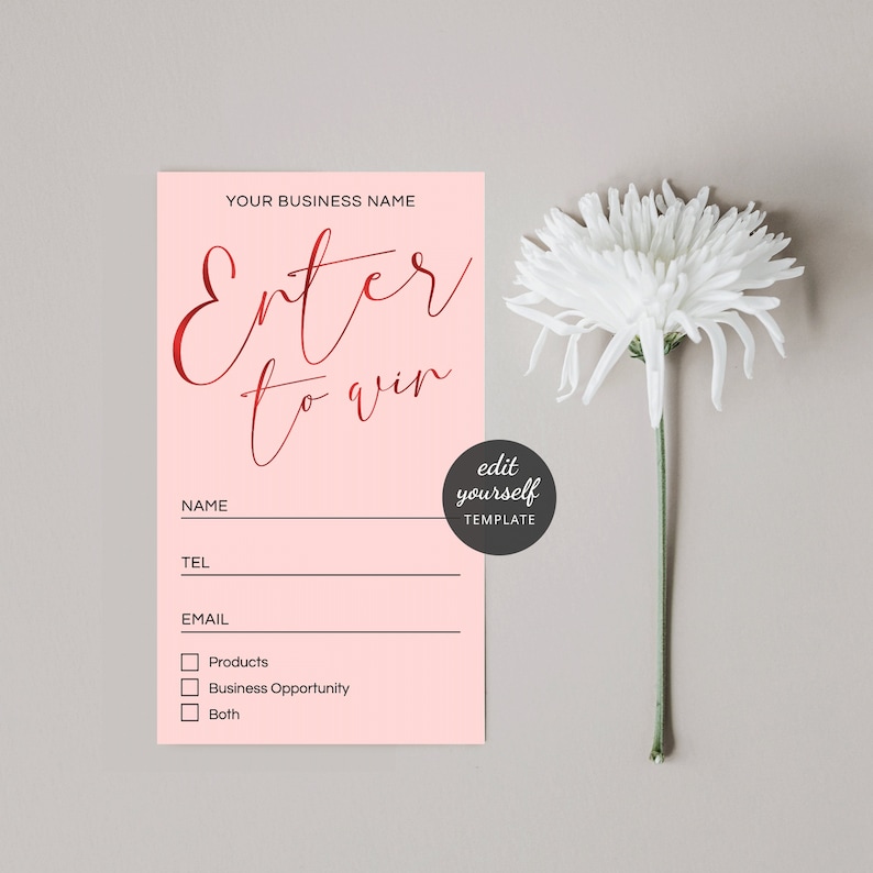 Feminine Prize Draw Ticket Template Editable Raffle Coupon - Etsy