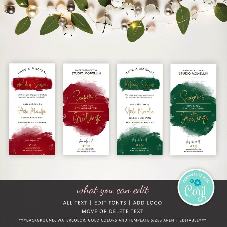 Christmas Box Seal Label Templates Editable Parcel Stickers - Etsy