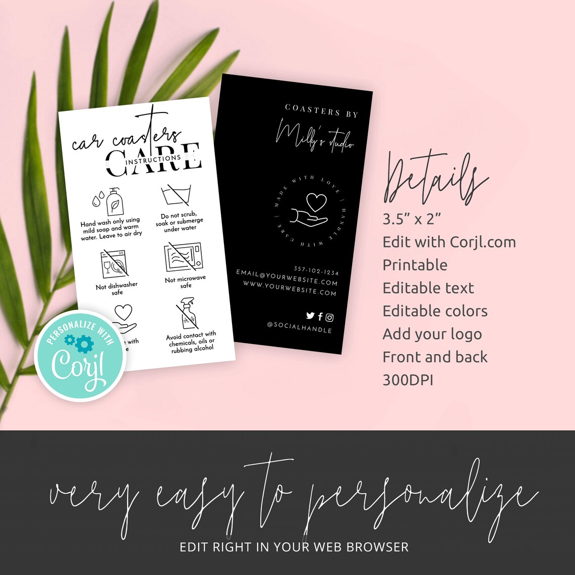 Car Coasters Care Card Template Customizable Drink Holder - Etsy