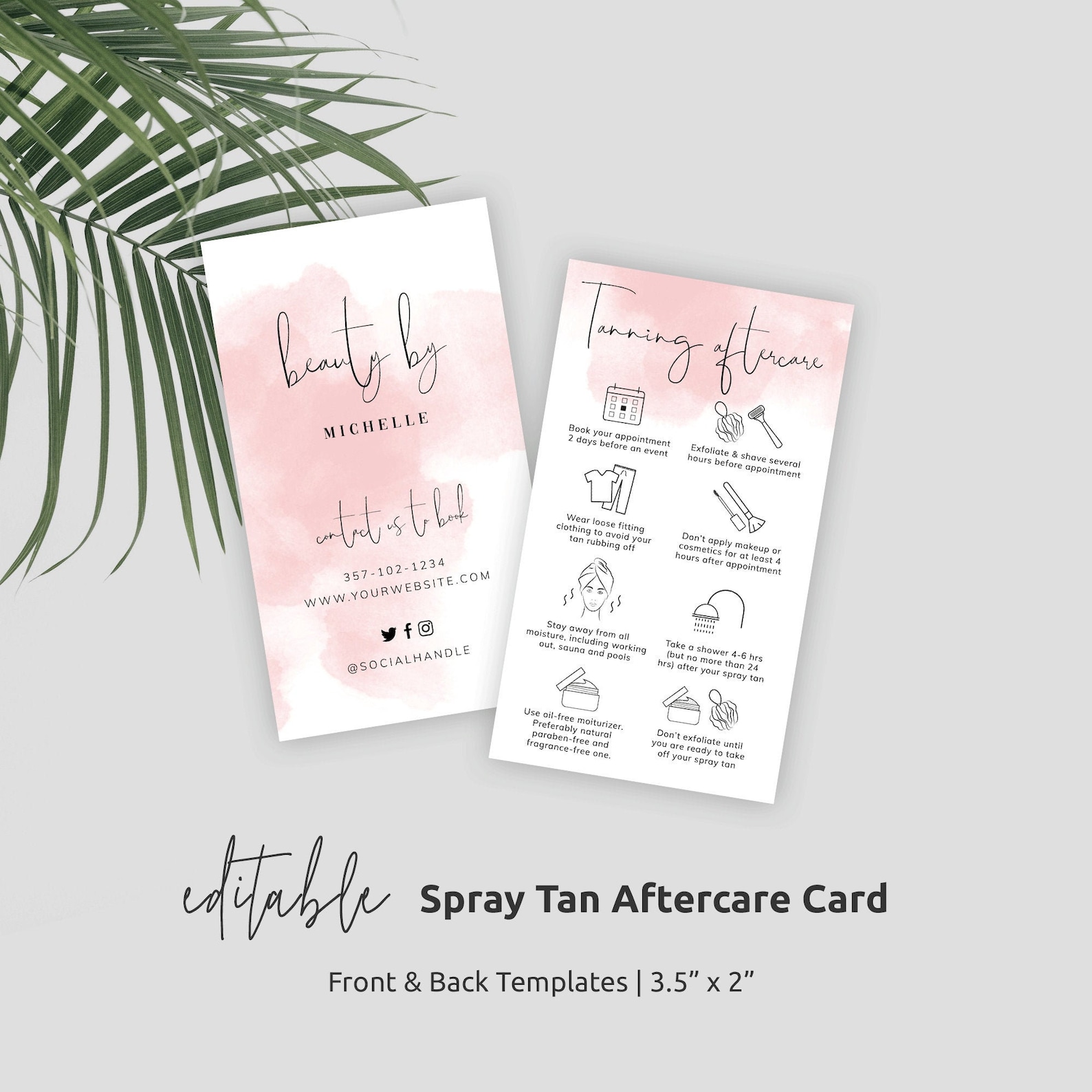 Spray Tan Aftercare Card Customizable Tanning Care Card - Etsy