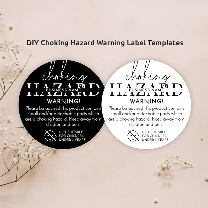 Choking Hazard Warning Label Template Editable Safety Warning - Etsy UK