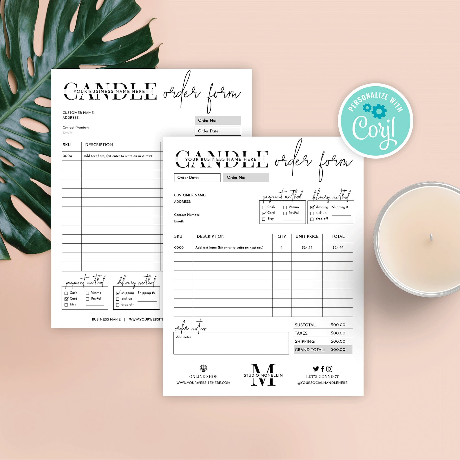 Candle Order Form Template, Editable Product Quotation Form, Printable ...