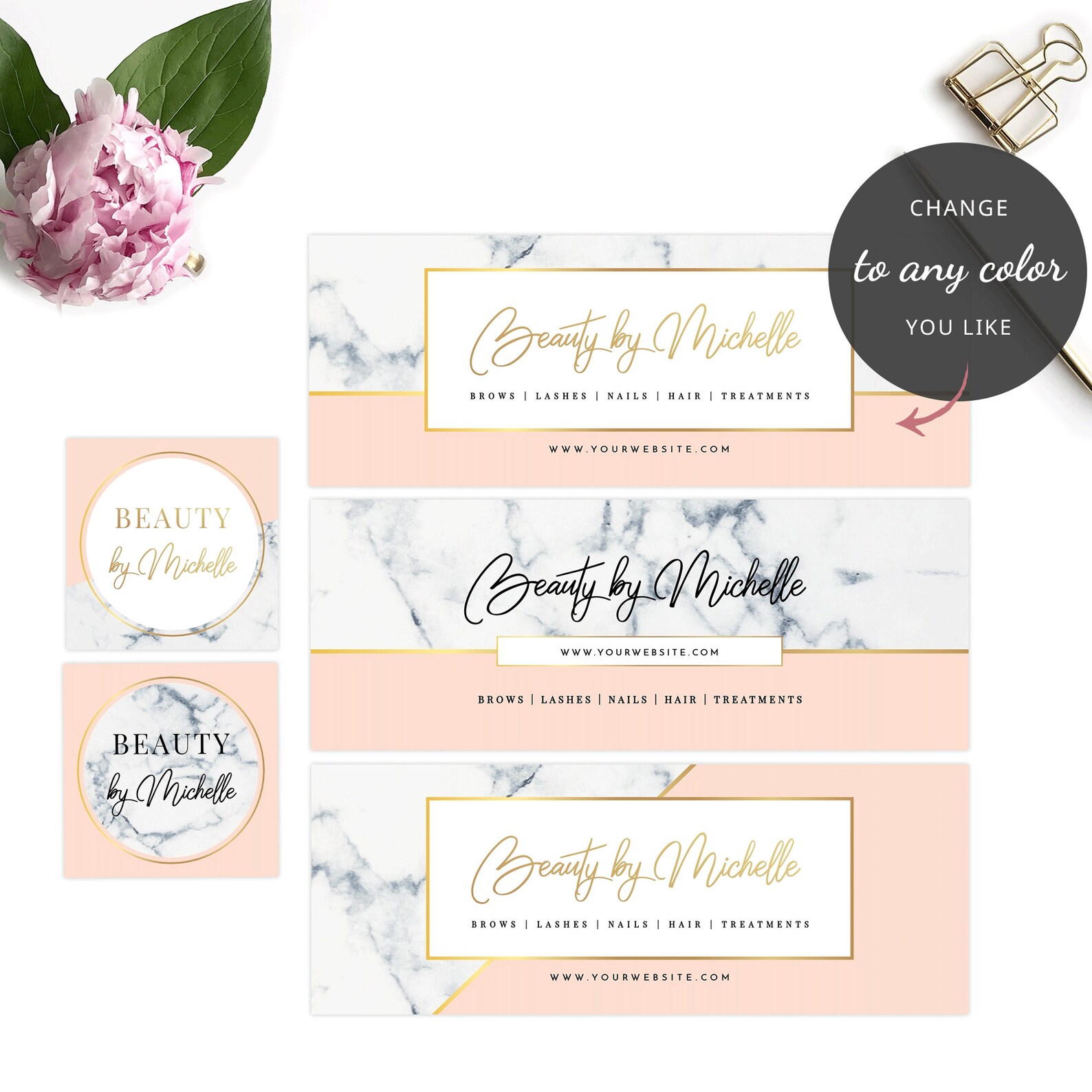 DIY Facebook Header Template Marble & Gold Editable Facebook - Etsy