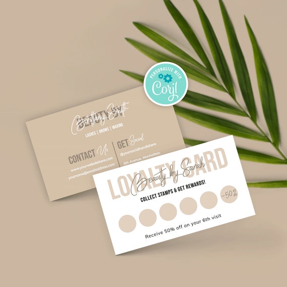 Minimal Loyalty Card Template Custom Customer Reward Cards | Etsy