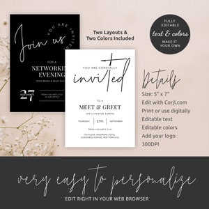 Networking Event Invitation Template, Minimalist Meet & Greet Flyer ...