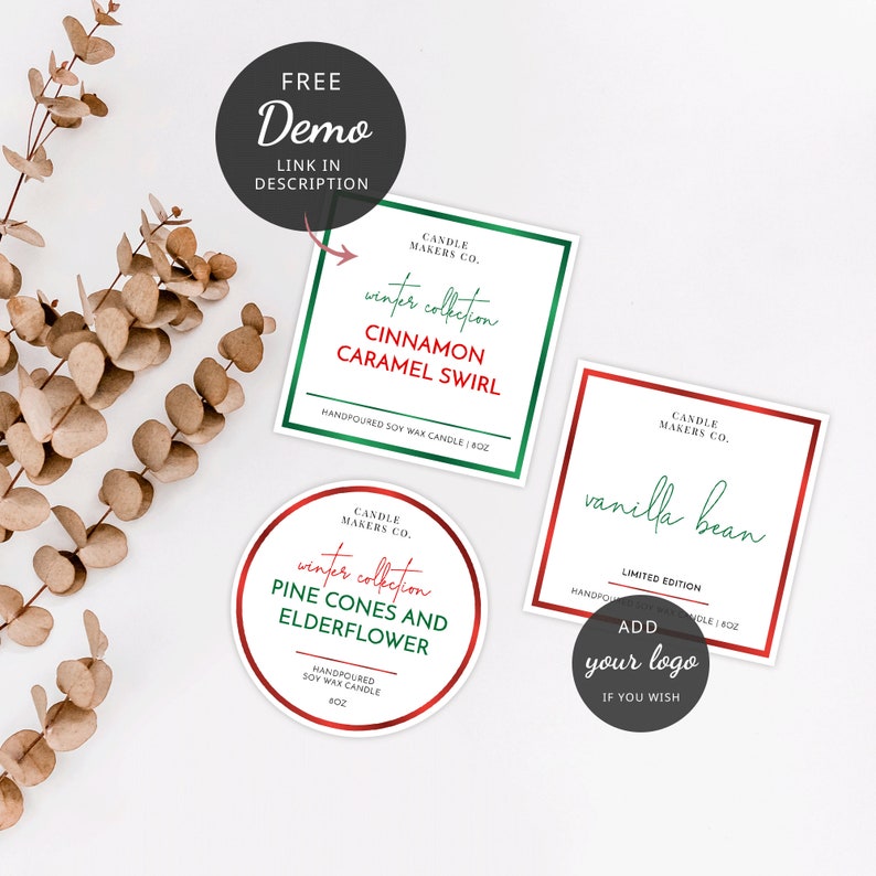 Christmas Product Labels Template, Festive Candle Packaging Design ...