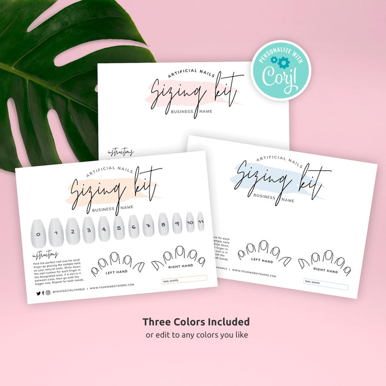 Editable Nail Sizing Kit Template, False Nails Size Chart, Nail ...