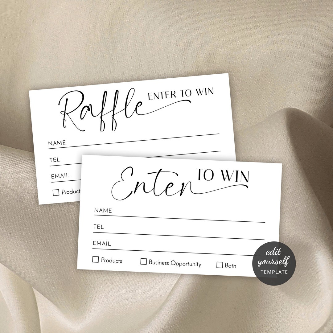 Minimal Enter to Win Template, DIY Raffle Ticket Template, Business ...
