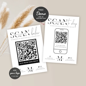 QR Code Sign Template, Minimalist Scan QR Link Board, Printable Scan to ...