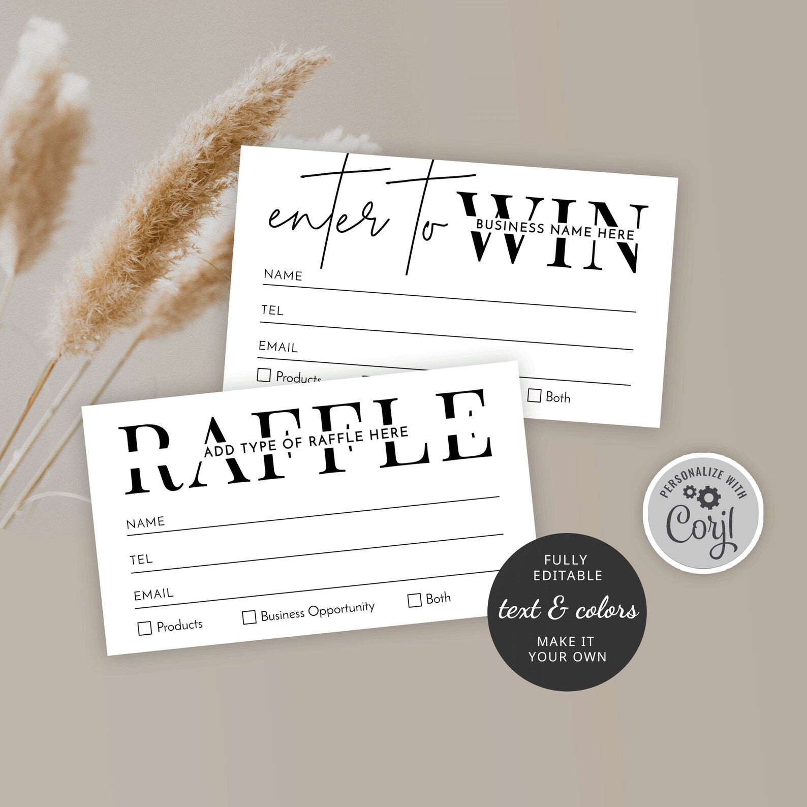Editable Raffle Ticket Template, Enter to Win Template, Business Raffle ...