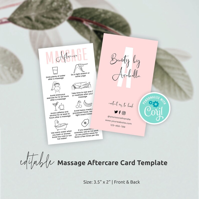 Massage Aftercare Template Editable Massage After Care Guide - Etsy