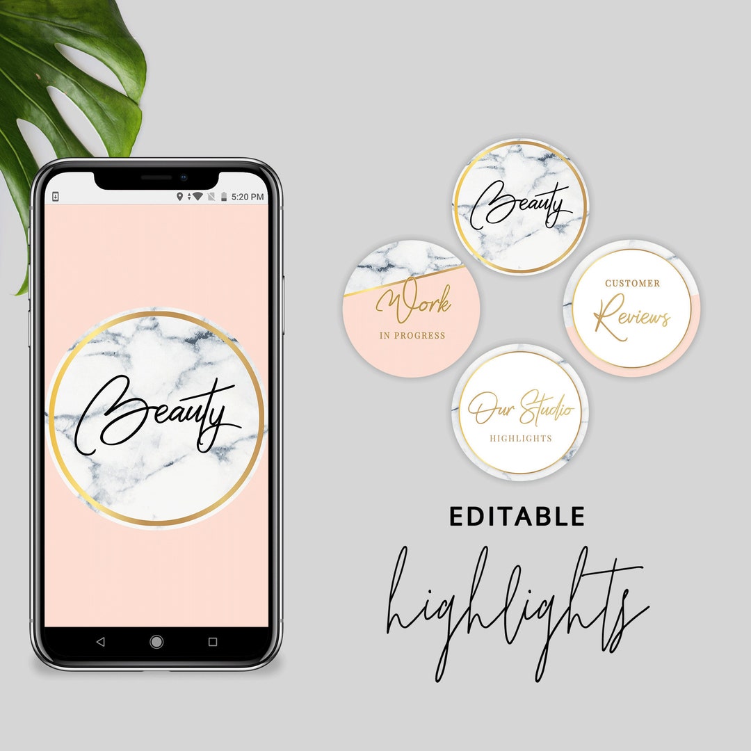 Marble Instagram Highlights, DIY IG Story Cover Template, Editable ...