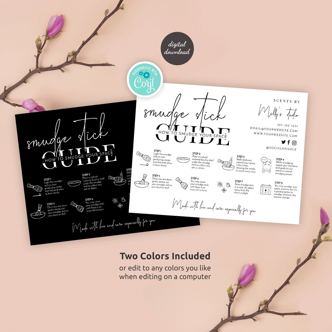 Custom Smudge Stick Guide Template How to Smudge Your Home - Etsy